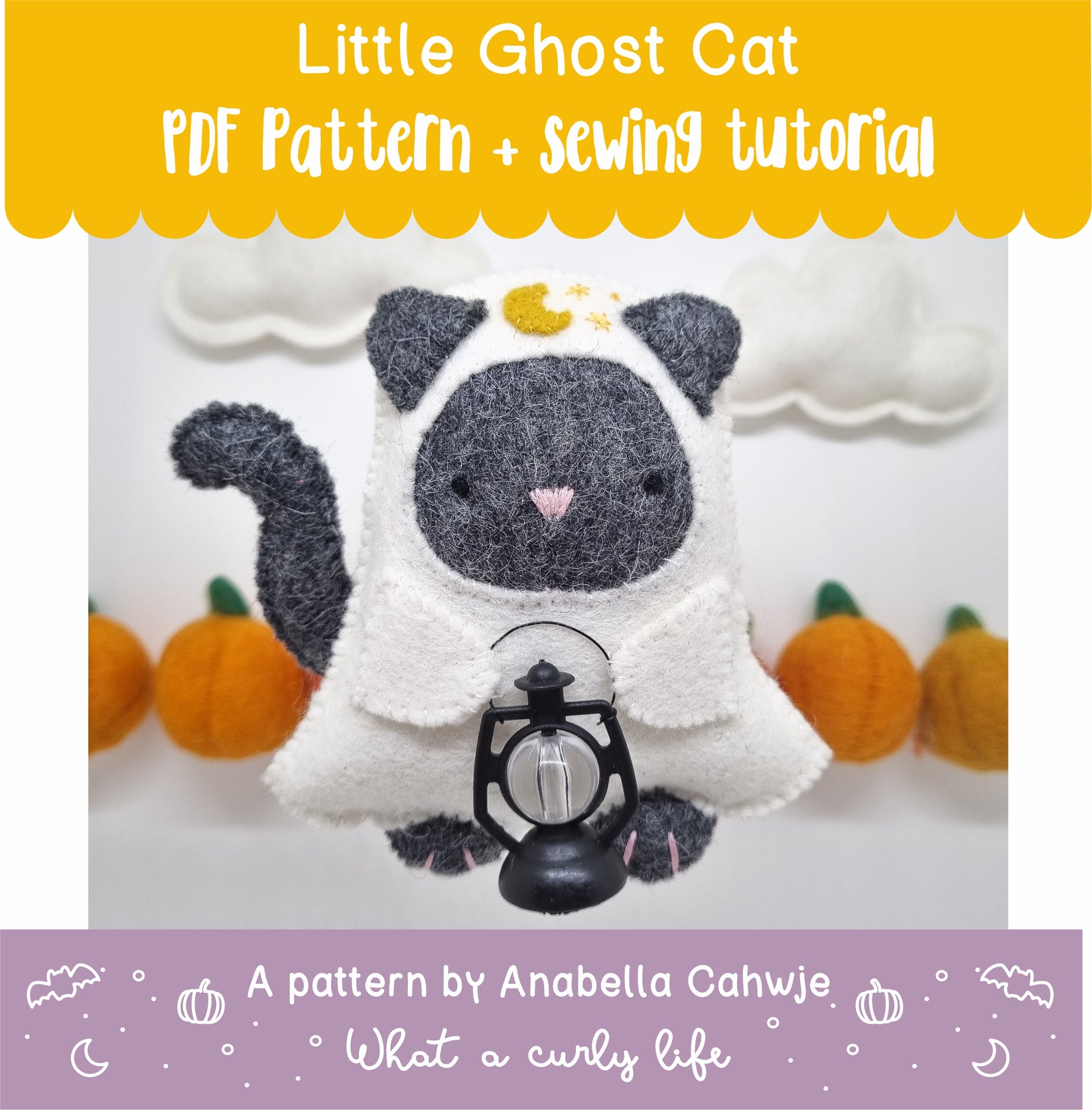 Ghost Cat . Cute Halloween project PDF Pattern + tutorial – What a ...